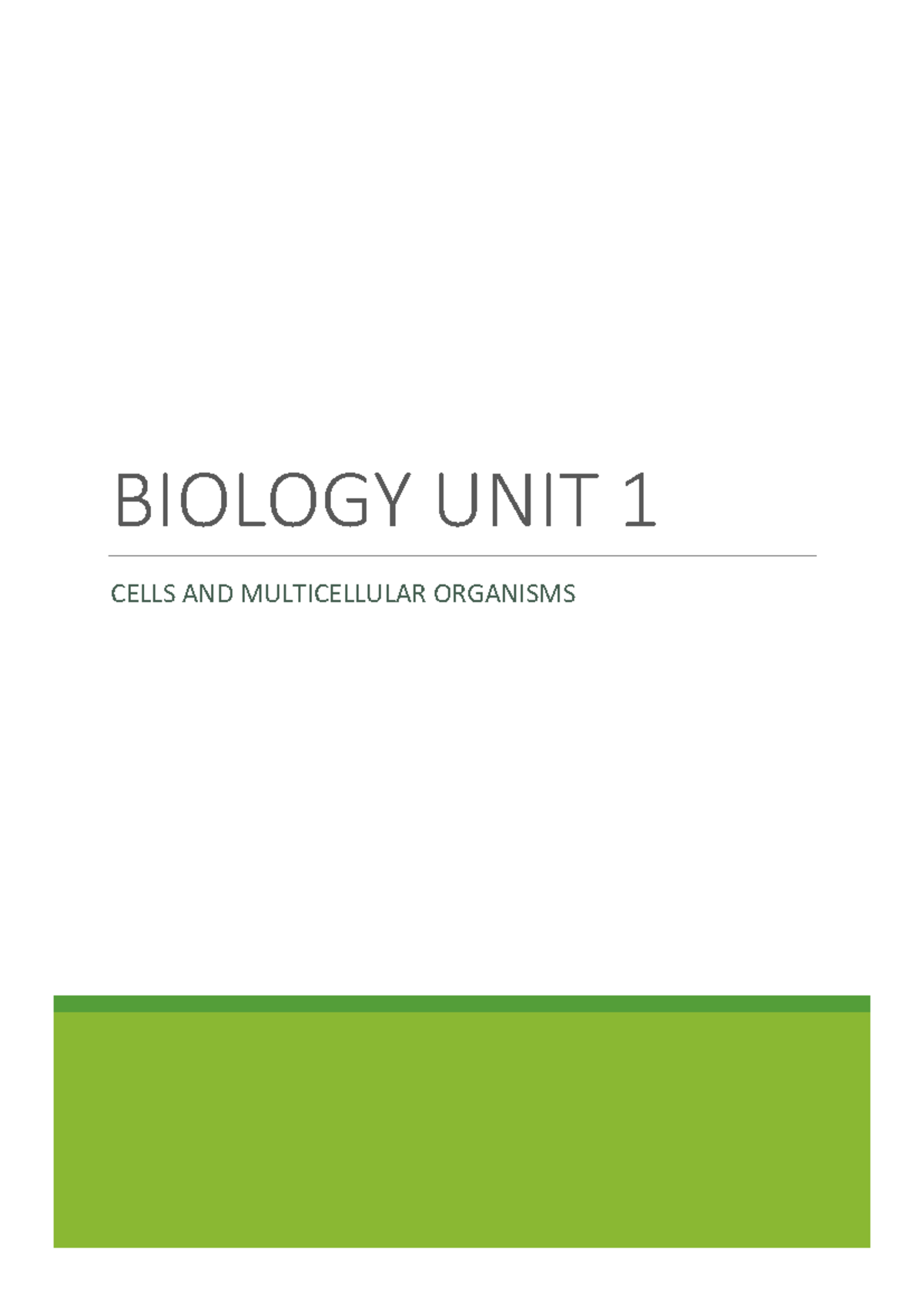 QCAA Biology Unit 1 Compiled Notes: Cells & Multicellular Organisms ...