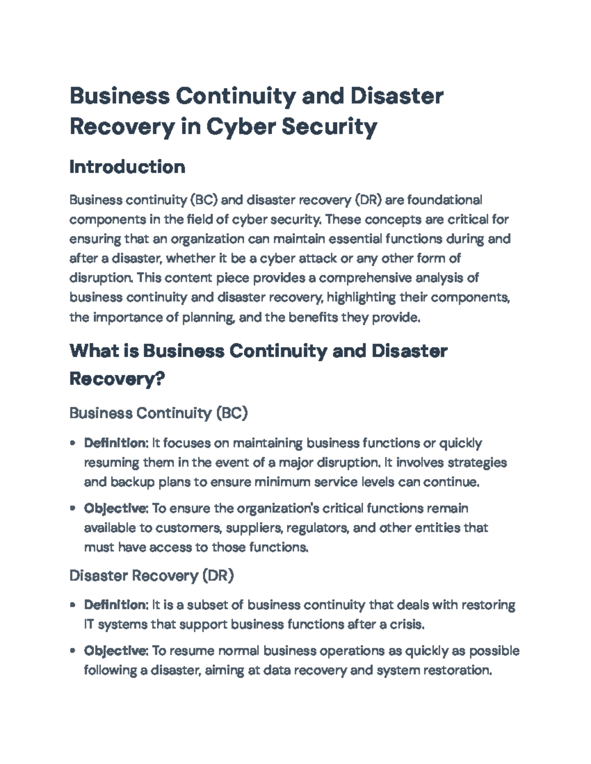 Business Continuity and Disaster Recovery Strategies in Cyber Security ...