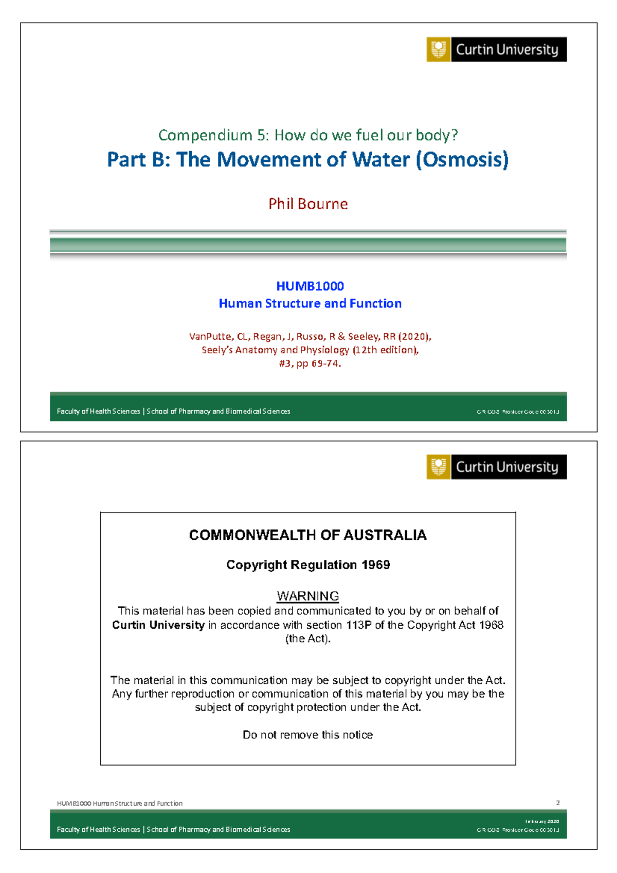 HUMB1000 Lecture: The Movement of Water (Osmosis) - Studocu