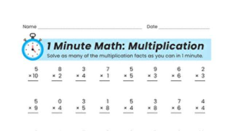 7-Minute Math: Multiplication Practice (Score: /48) - Studocu