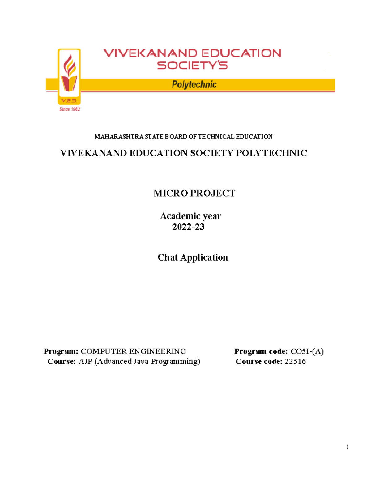 Micro-Project Report: Chat Application in AJP (22516) - Studocu
