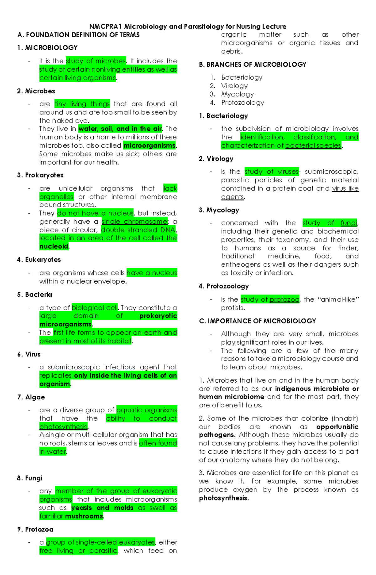 Microbiology AND Parasitology LEC EXAM Reviewer - A. FOUNDATION ...
