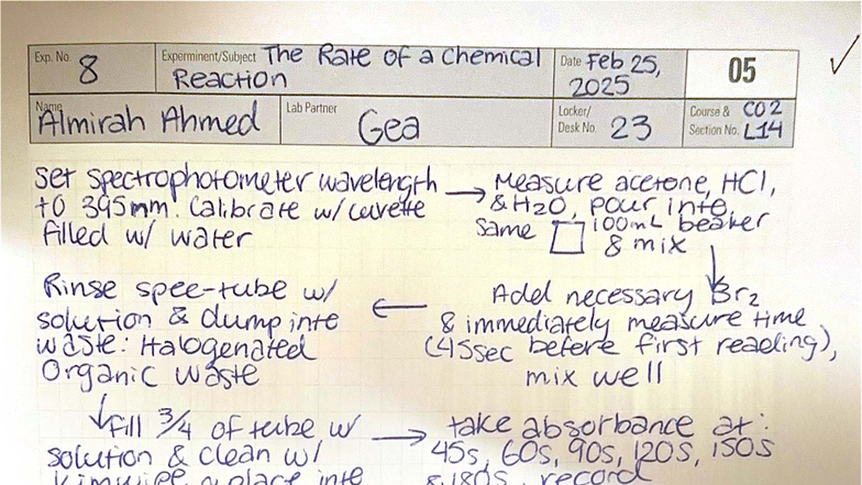 Chem 1AA3 Exp. 8 - The Rate of a Chemical Reaction Analysis - Studocu