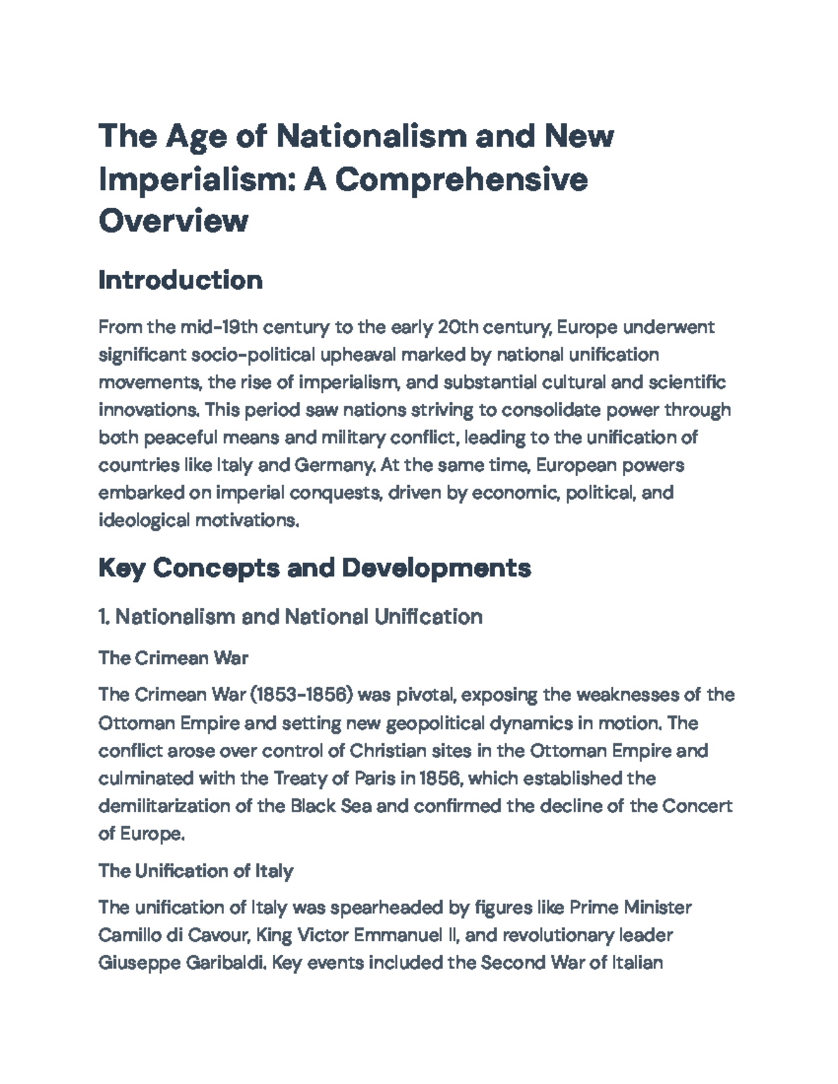 The Age of Nationalism and New Imperialism: Overview & Analysis - The ...