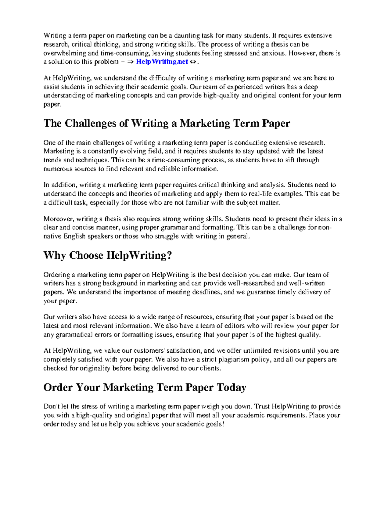 Term paper of marketing - It requires extensive research, critical ...