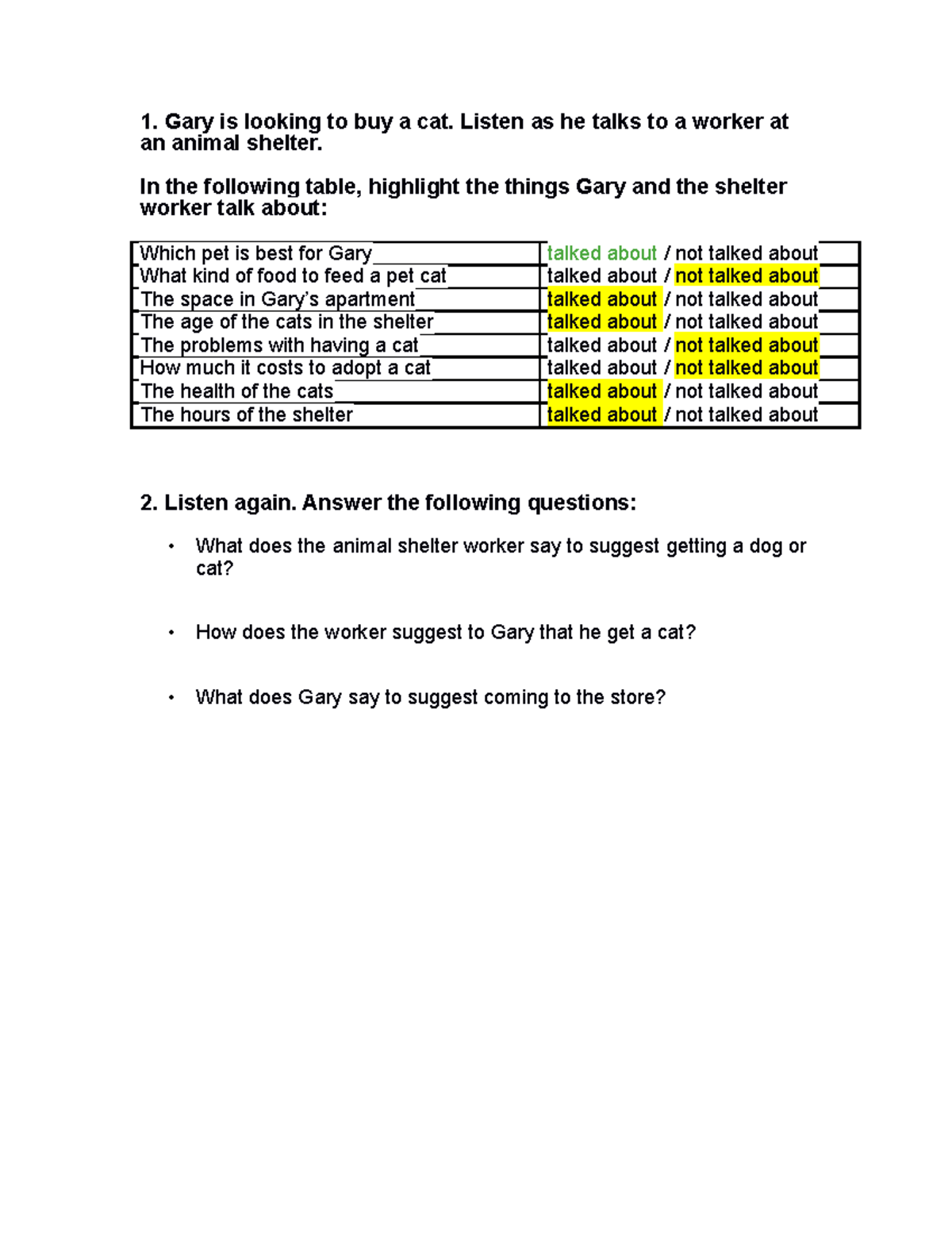 ENGL115 Listening 6-2: Adopting a Pet Discussion Overview - Studocu