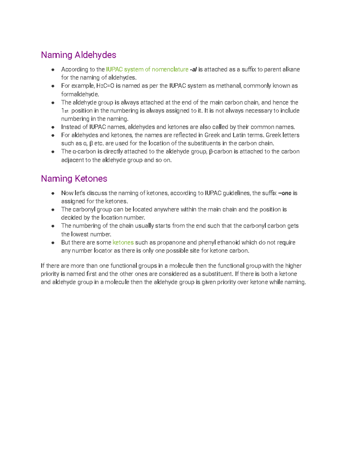 Naming Aldehydes and Ketones - Naming Aldehydes According to the IUPAC ...