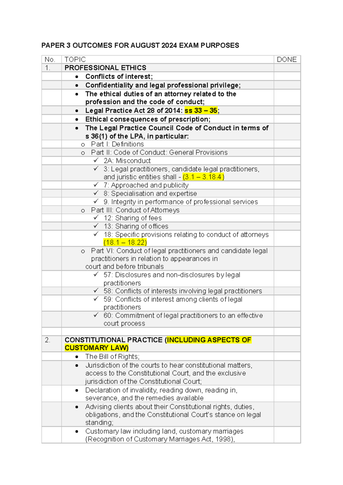 Paper 3 Syllabus: Key Outcomes for Aug 2024 Exam Preparation - Studocu