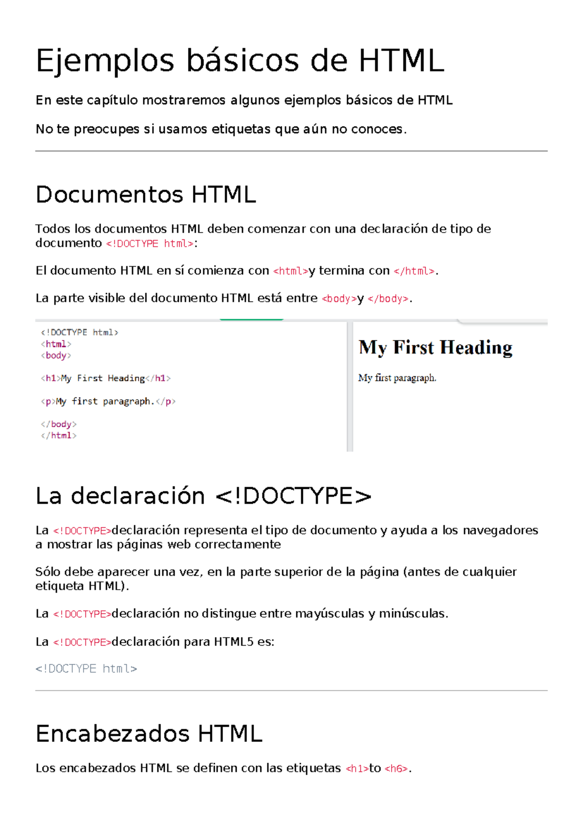 Ejemplos Básicos de HTML - Documentación 2 HTML - Studocu