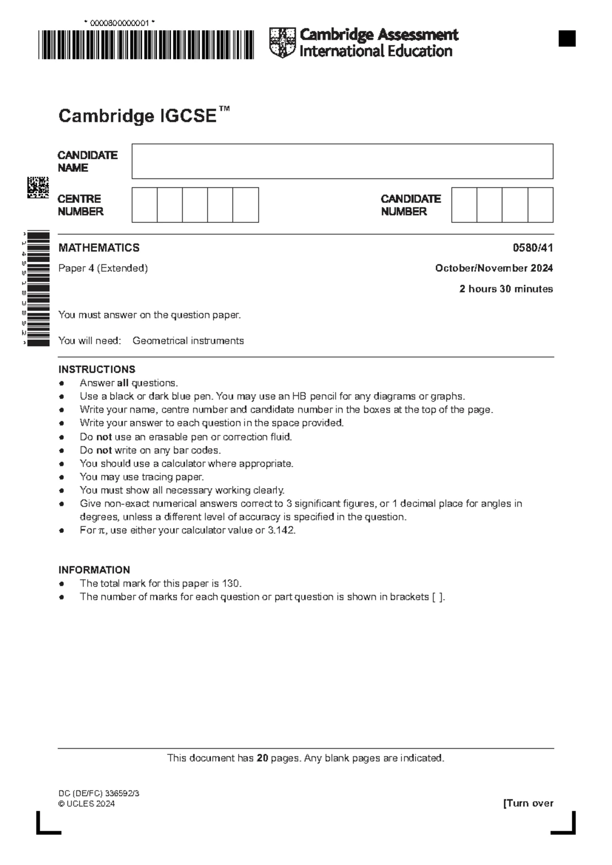 634561 2024 specimen paper 1 - ENGLISH LANGUAGE 1123/ Paper 1 Reading ...