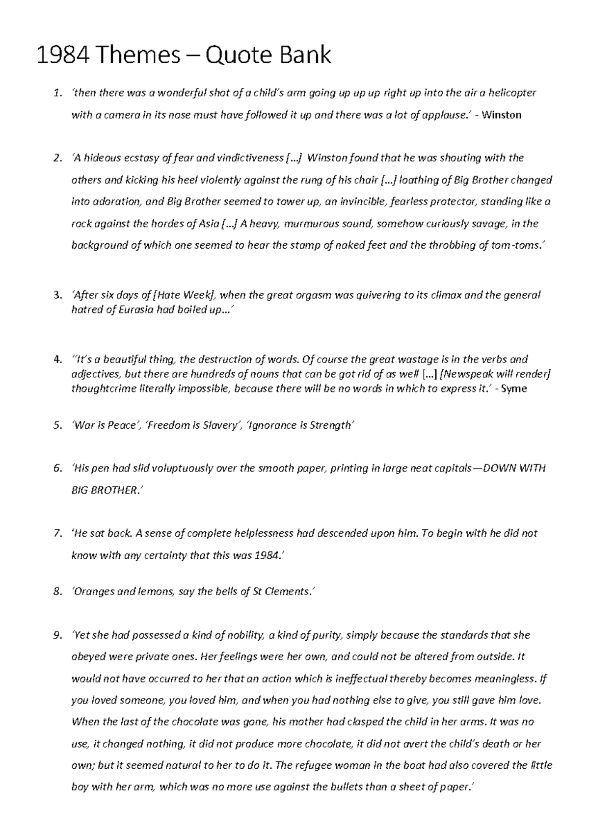 1984 2 - Themes Quote Bank - 1984 Themes – Quote Bank ‘then there was a ...