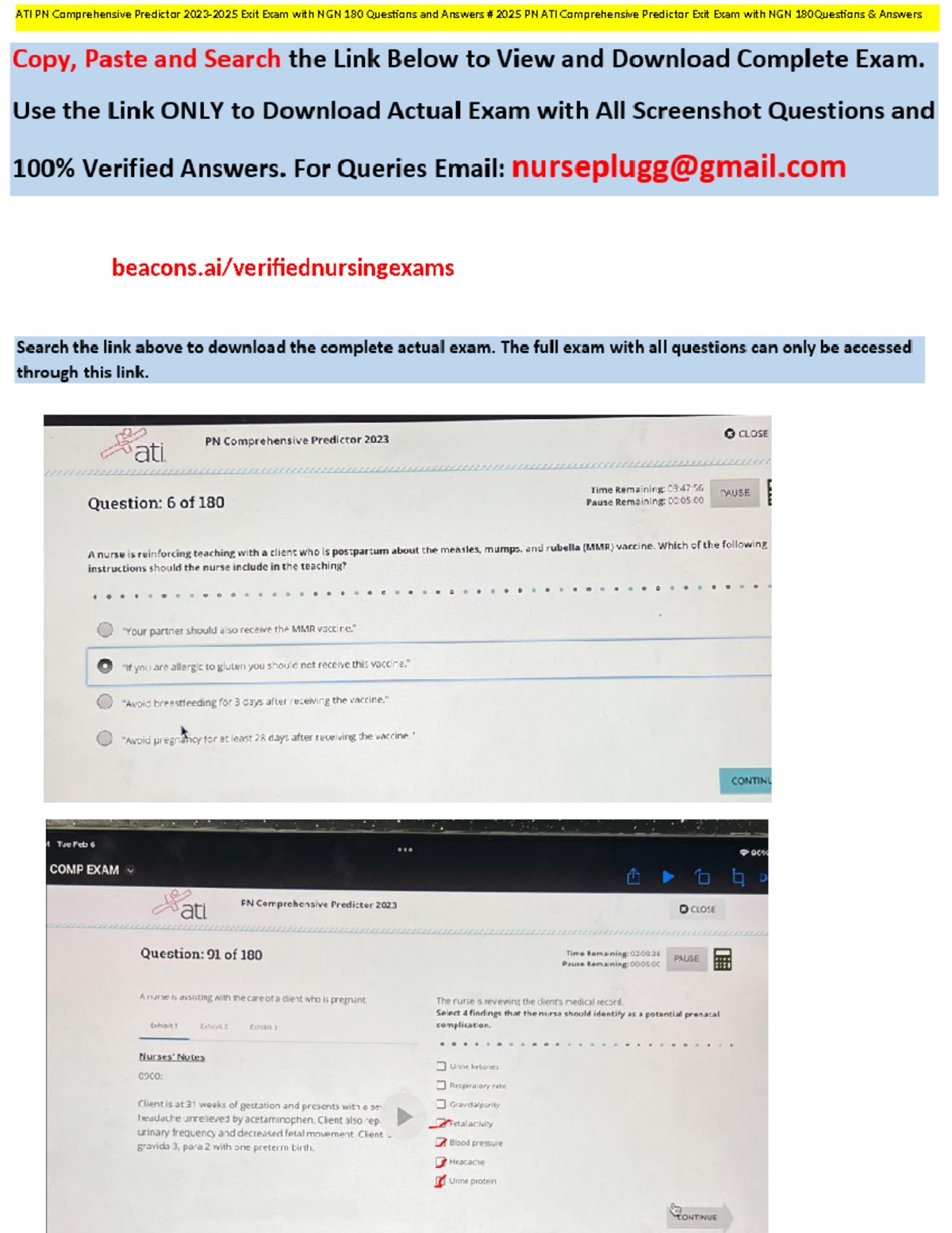 ATI PN Comprehensive Predictor Exit Exam 2023-2025: NGN 180 Q&A - Studocu