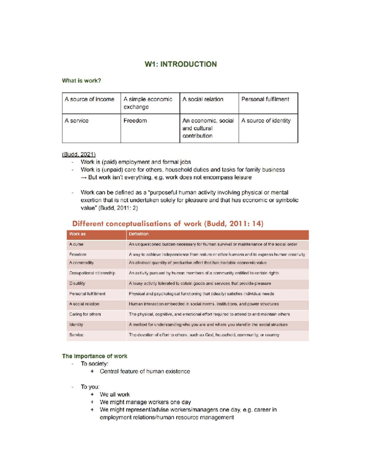WORK1003 Mid-Semester Exam Study Notes - Studocu