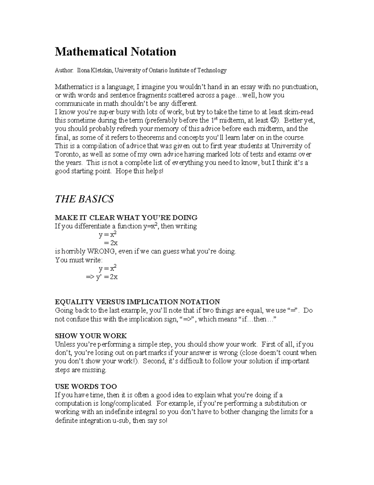 Notation Guide for Calculus II (MATH 2010) - Lecture Notes - Studocu
