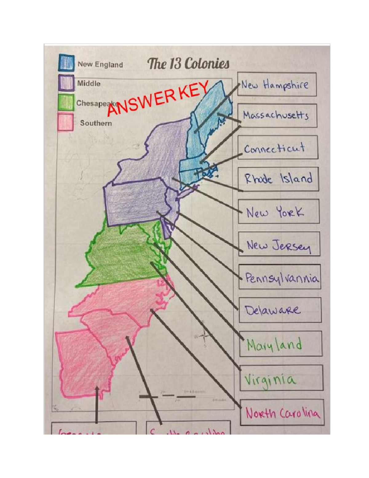 13 colonies map answer key - New England The 13 Colonies Middle ...