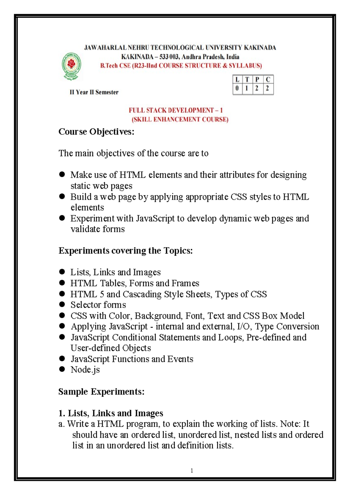 Soc-2-2-Lab-1: Full Stack Development Experiment Guide - Studocu