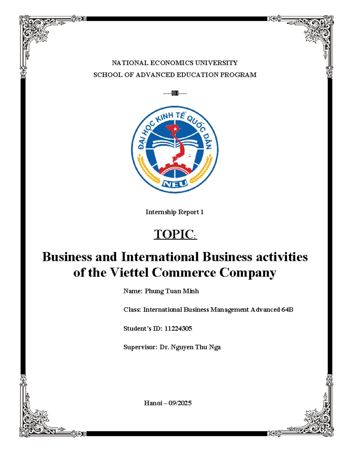 Internship Report 1: Business Activities of Viettel Commerce - IB ...