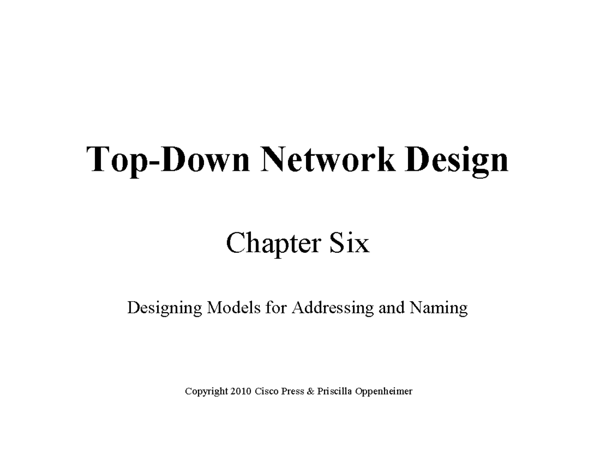 Chapter 6 - mkd - Top-Down Network Design Chapter Six Designing Models ...