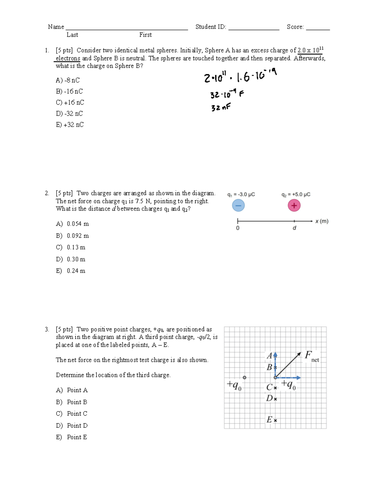 Physics 115 Practice Midterm Exam 1C Review Questions - Studocu