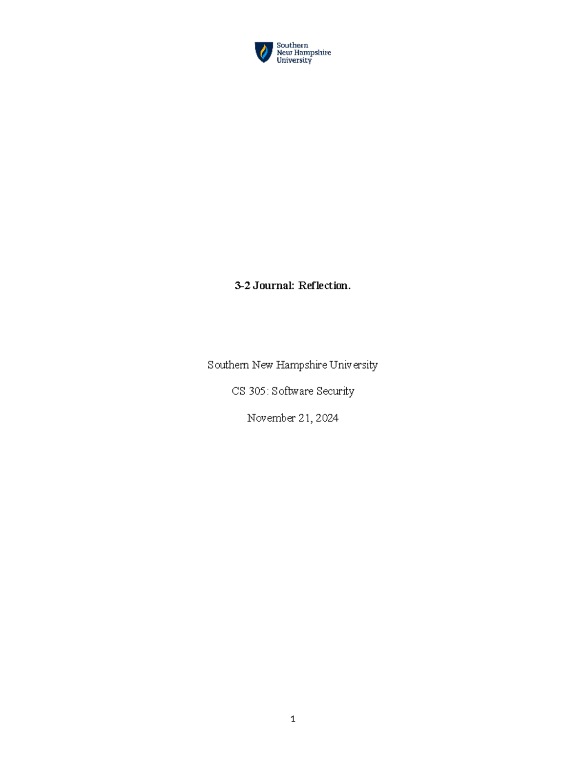 CS 305 Reflection - Module 3 - 3-2 Journal: Reflection. Southern New ...