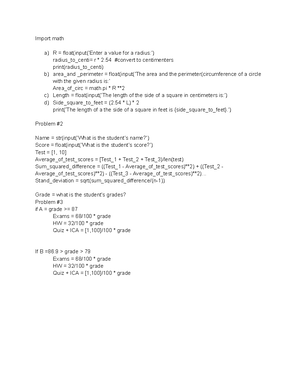 [Solved] Engineering Lab I Computation (ENGR 102) - Studocu