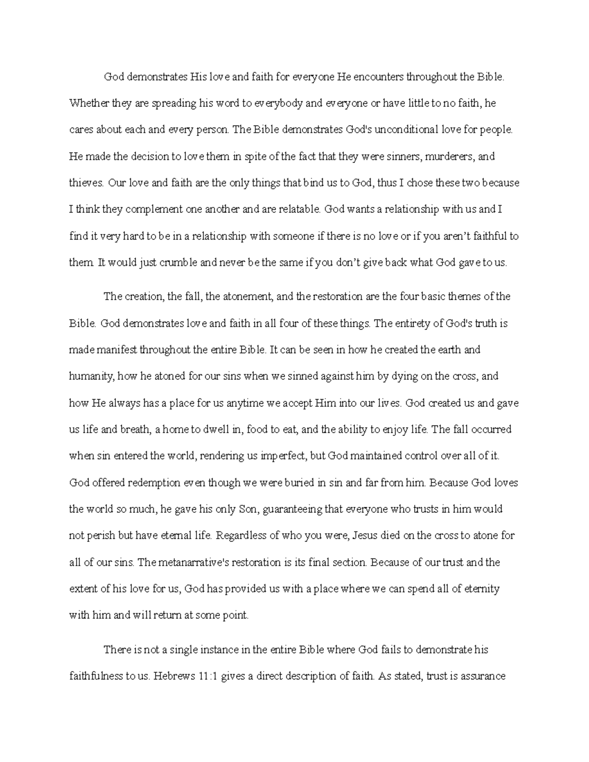 Biblical Metanarrative Essay: God's Love and Faithfulness Explained ...