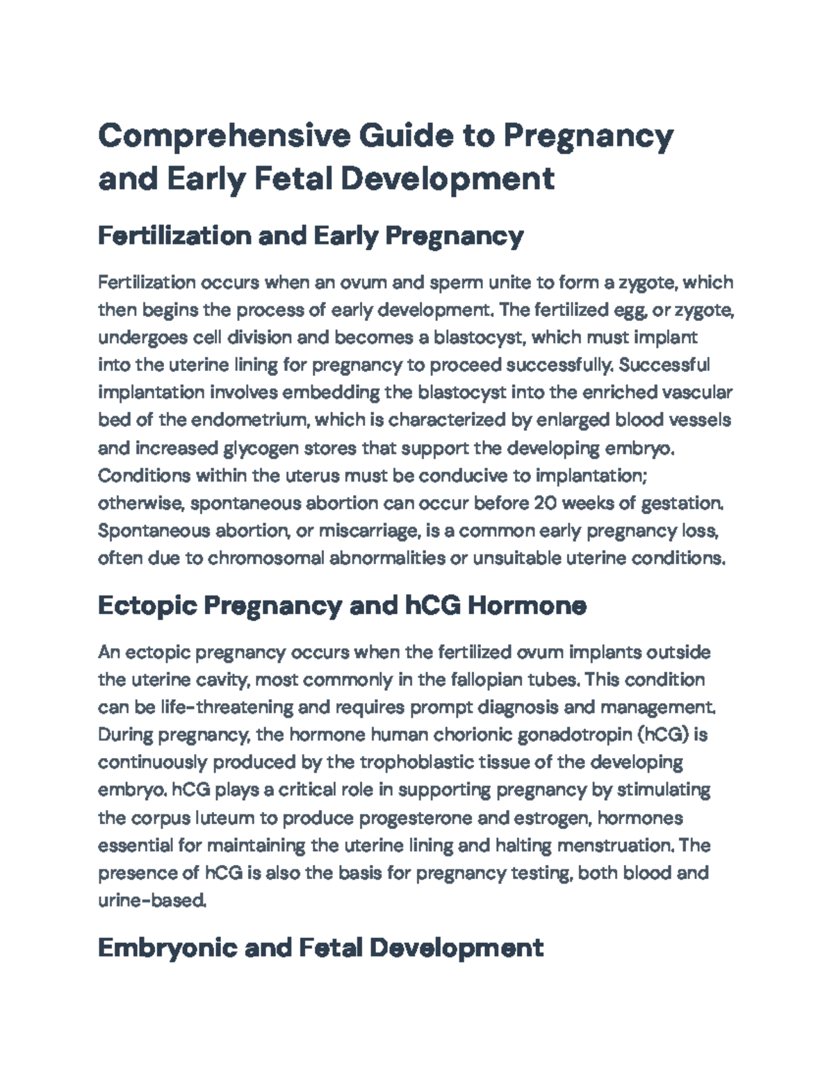 Comprehensive Guide to Pregnancy and Fetal Development (Ccmuh123) - Studocu