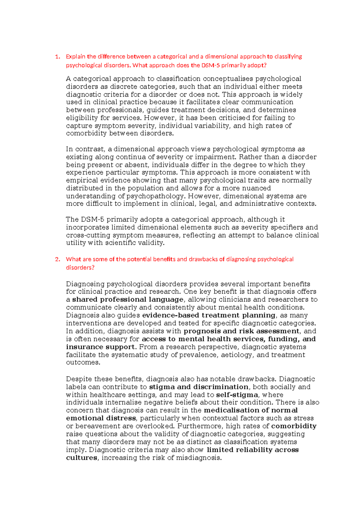 PSY 101: Categorical vs. Dimensional Approaches in Psychopathology ...