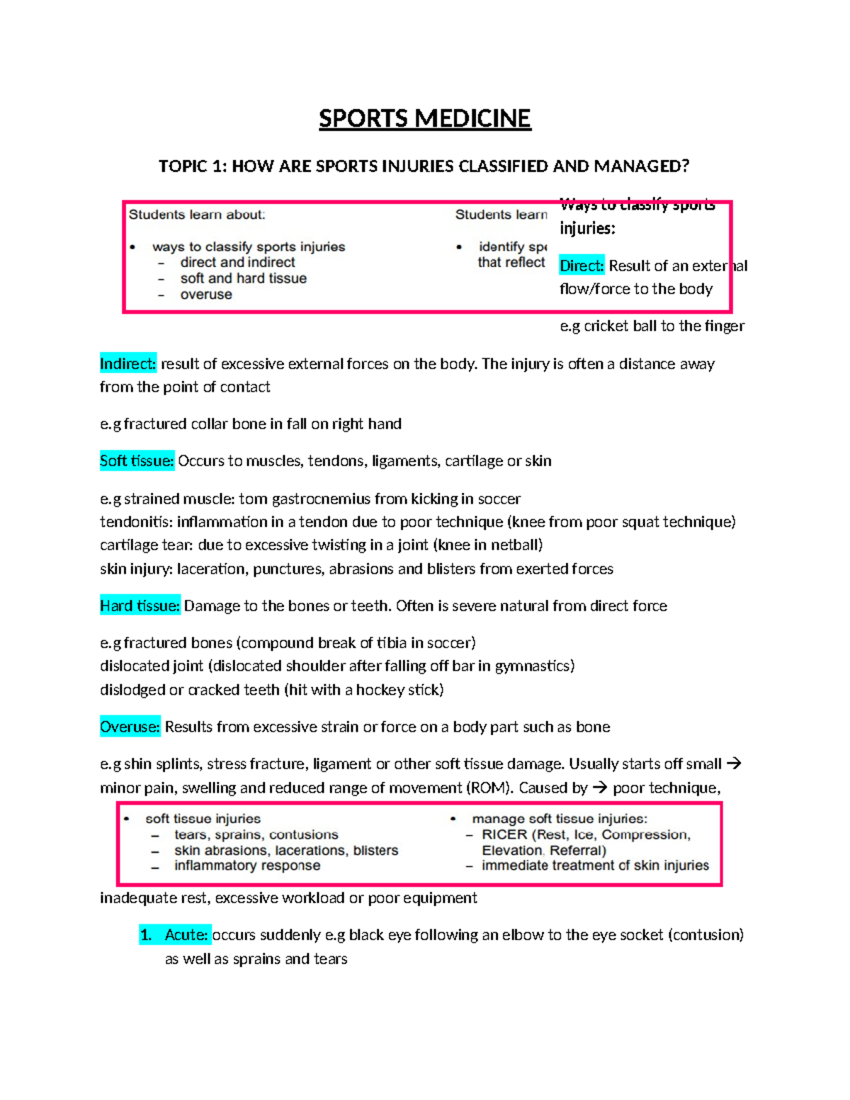 Comprehensive Sports Medicine Study Notes | PDHPE Year 12 HSC - Studocu