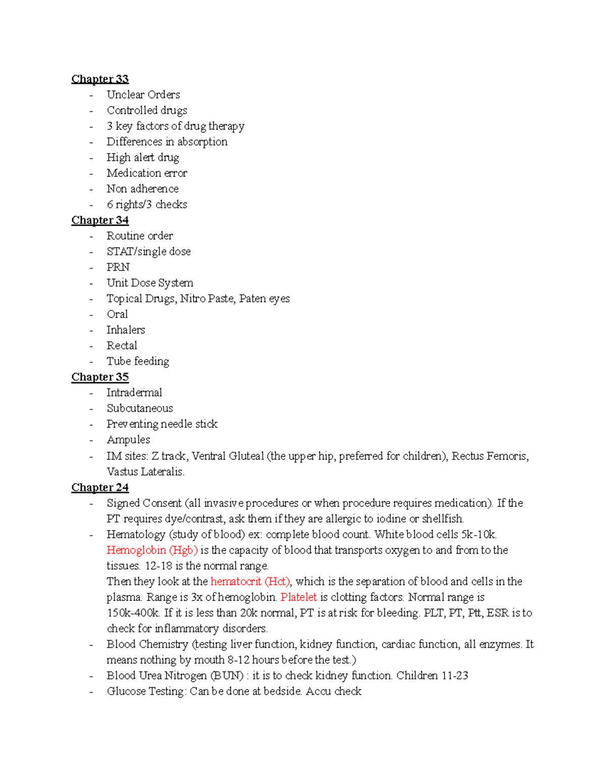 Exam 4 Review - Nursing LVN Funds - Chapter 33 - Unclear Orders ...