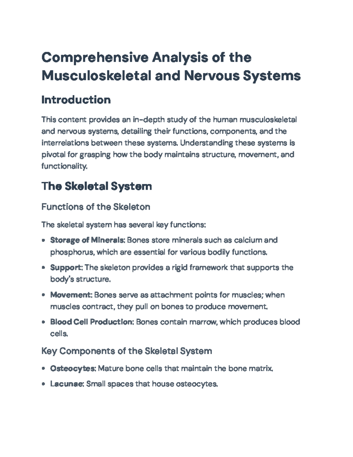 Comprehensive Exam Review: Musculoskeletal and Nervous Systems ...