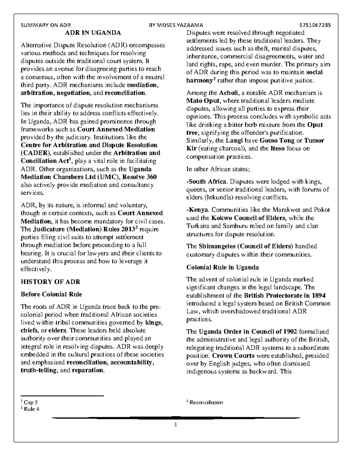 UGA 301: Alternative Dispute Resolution Overview and Historical Context ...
