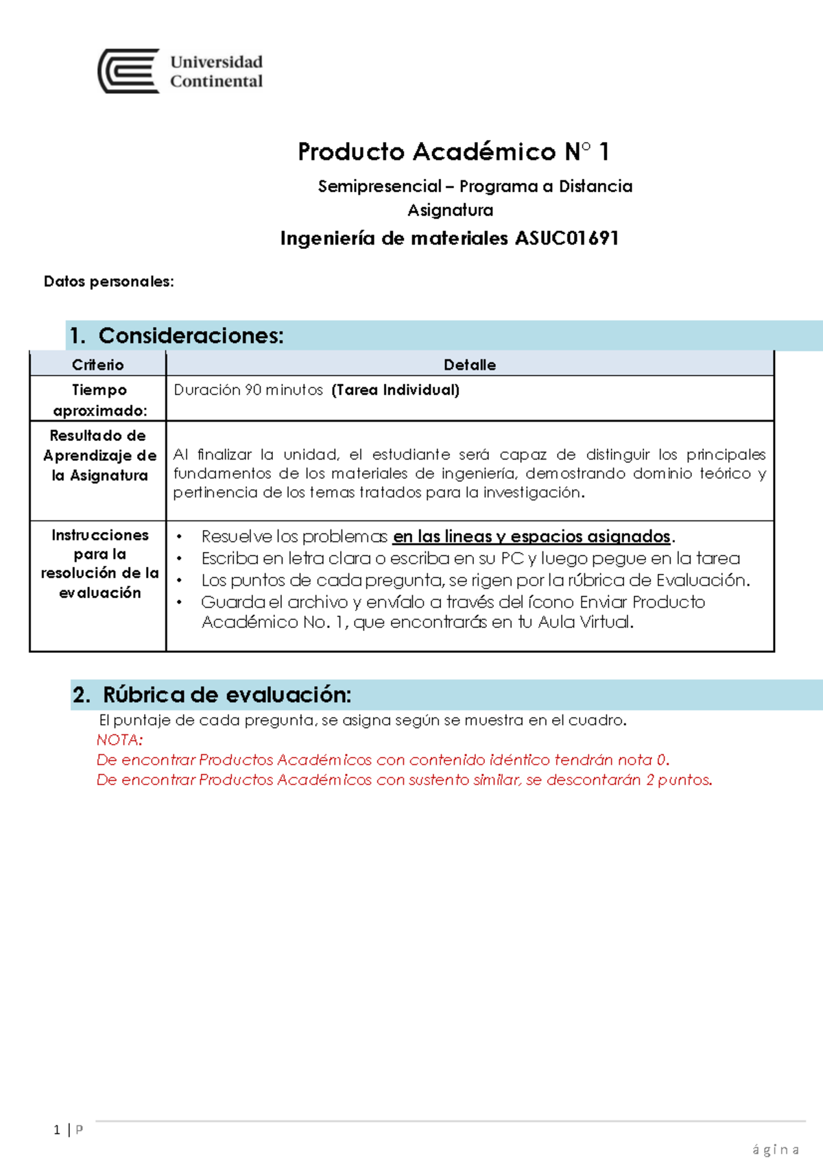 PA1 Termo - Apuntes sobre Ingeniería de Materiales ASUC01691 - Studocu