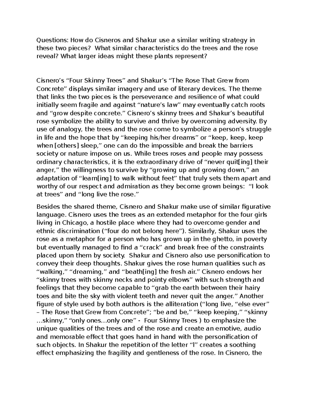 CIS 101: Literary Analysis of "The Rose That Grew From Concrete" and ...