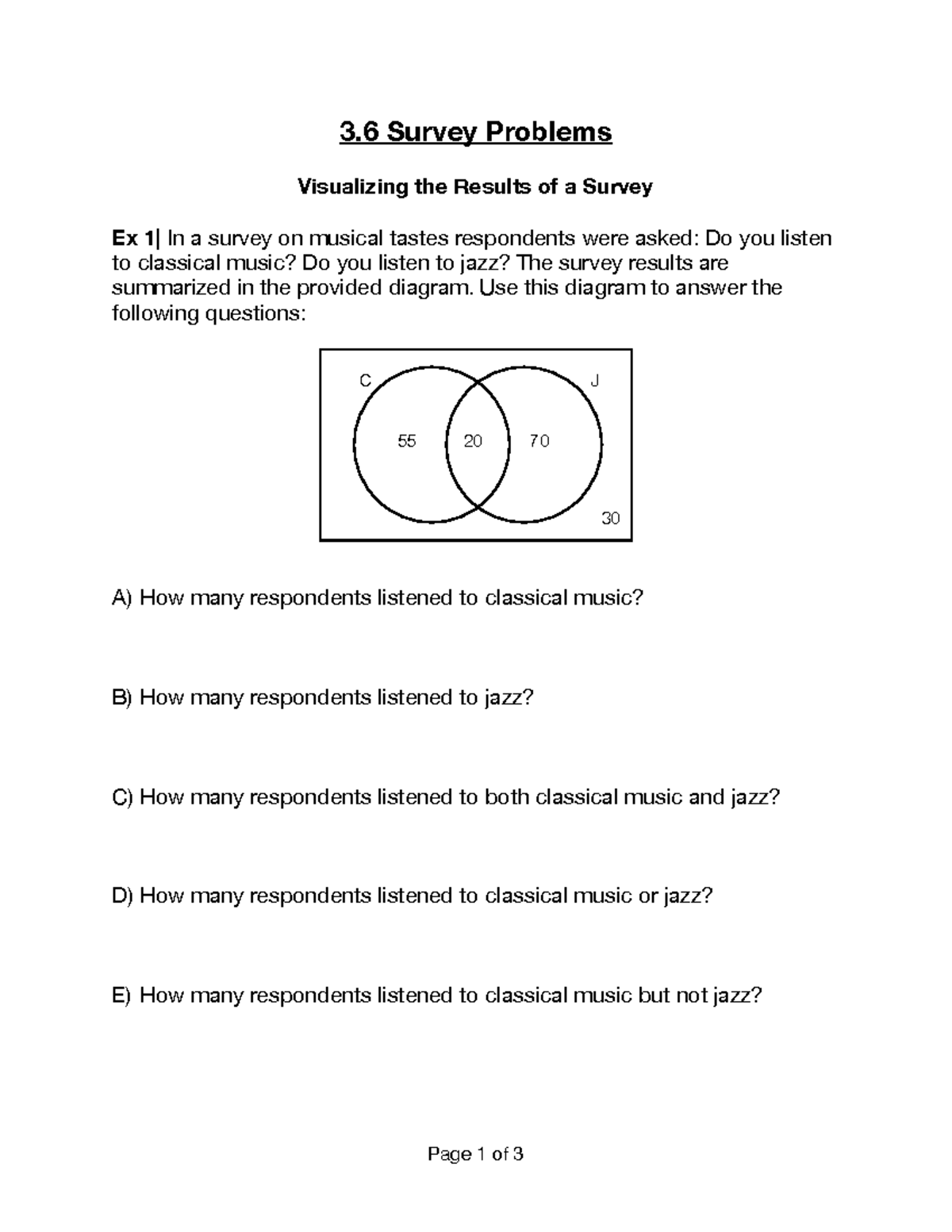 3.6 Survey Analysis: Venn Diagrams for Musical Tastes and Work - Studocu