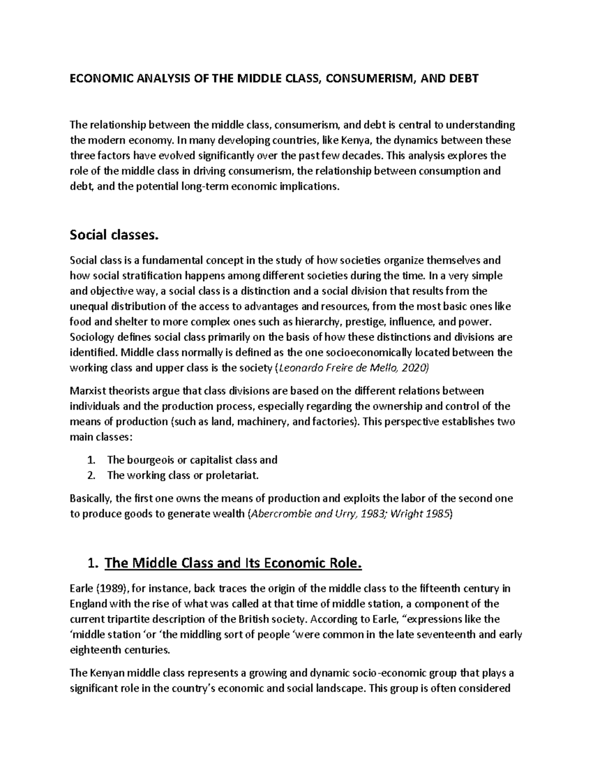 THE Middle Class, Consumerism AND DEBT-1 - ECONOMIC ANALYSIS OF THE ...