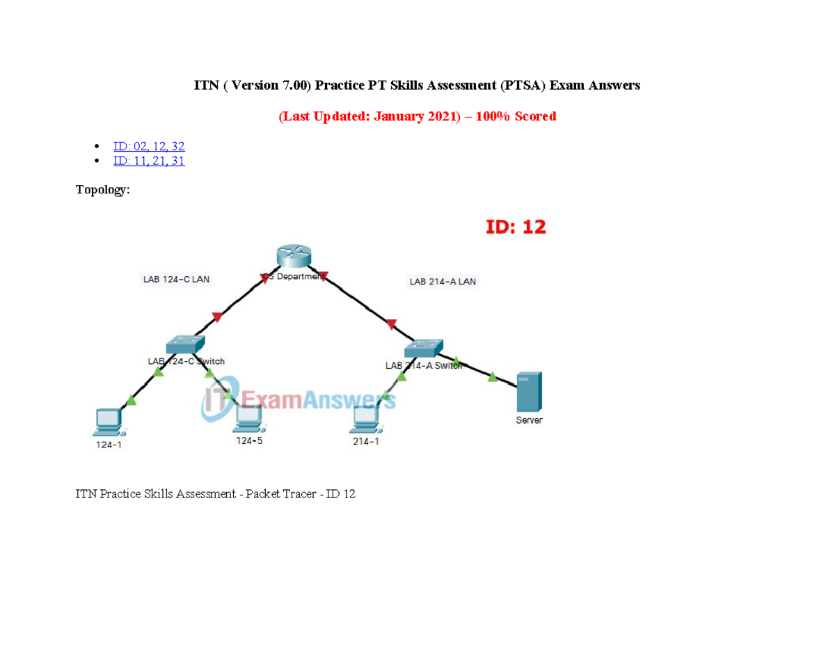 ITN 7 Practice PT Skills Assessment (PTSA) Exam Answers - 100% Scored ...