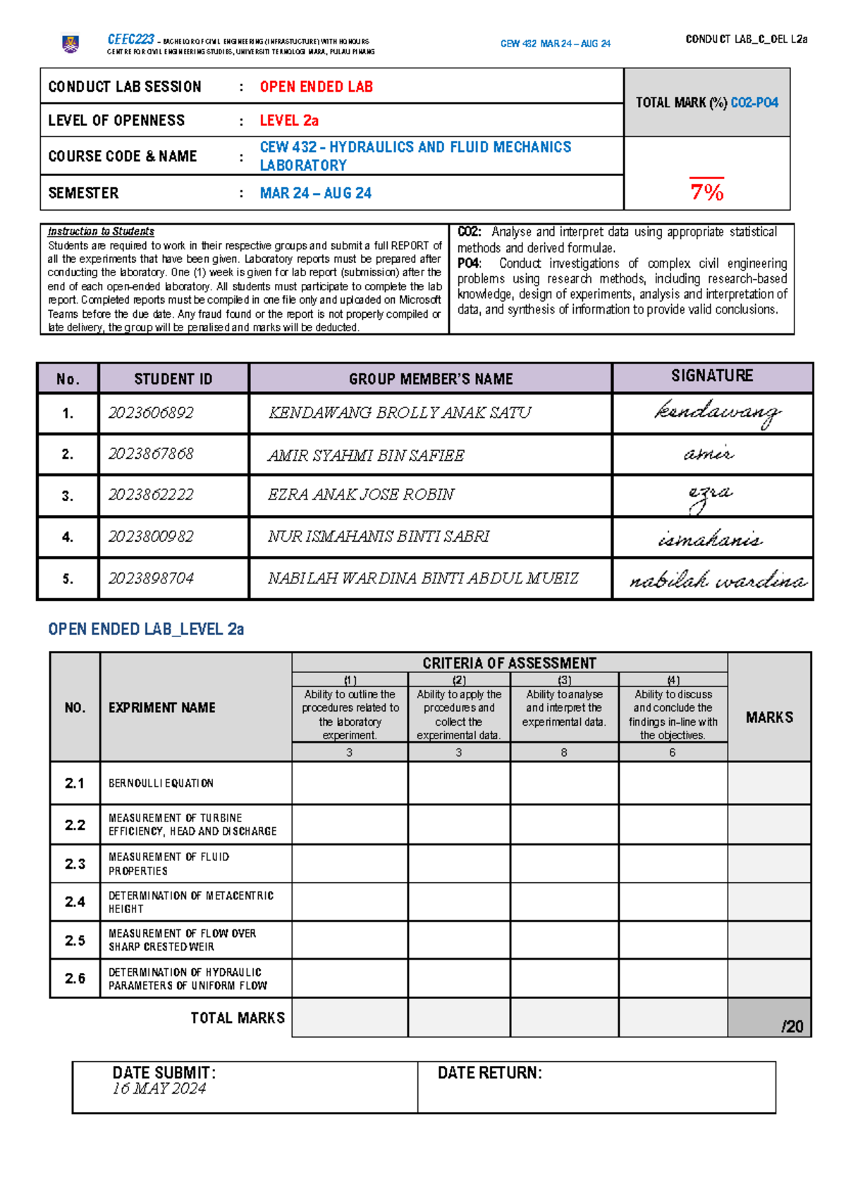 CEW 432 Lab Report: Pelton Turbine Experiment Analysis - Studocu
