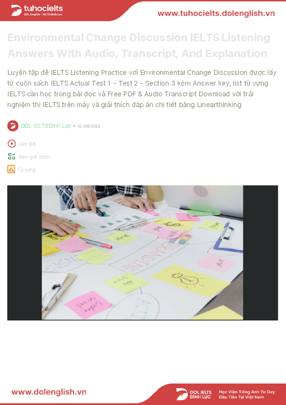 IELTS Listening Practice: Environmental Change Discussion Answers - Studocu