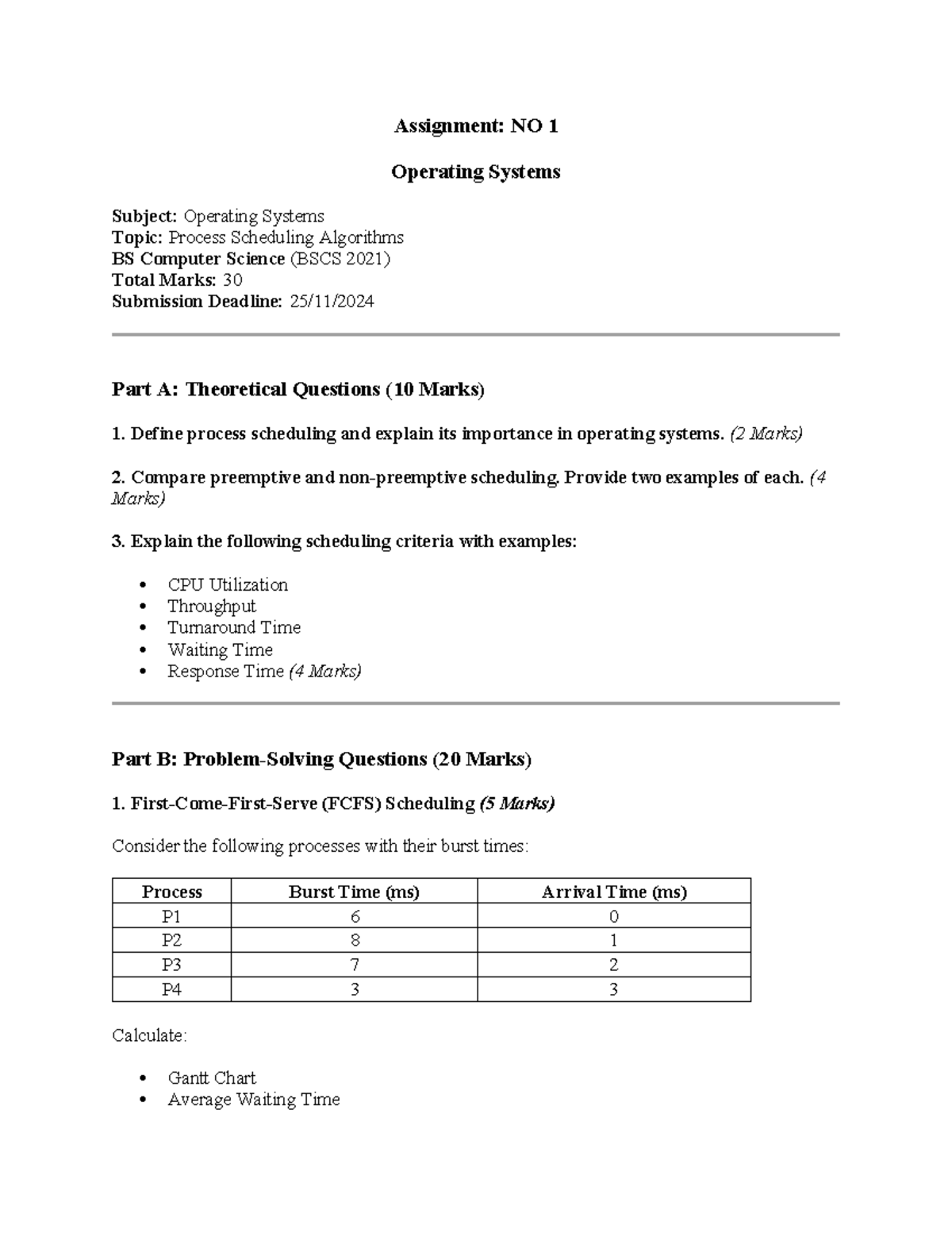 Assignment 1 (OS) - lecture note - Assignment: NO 1 Operating Systems ...