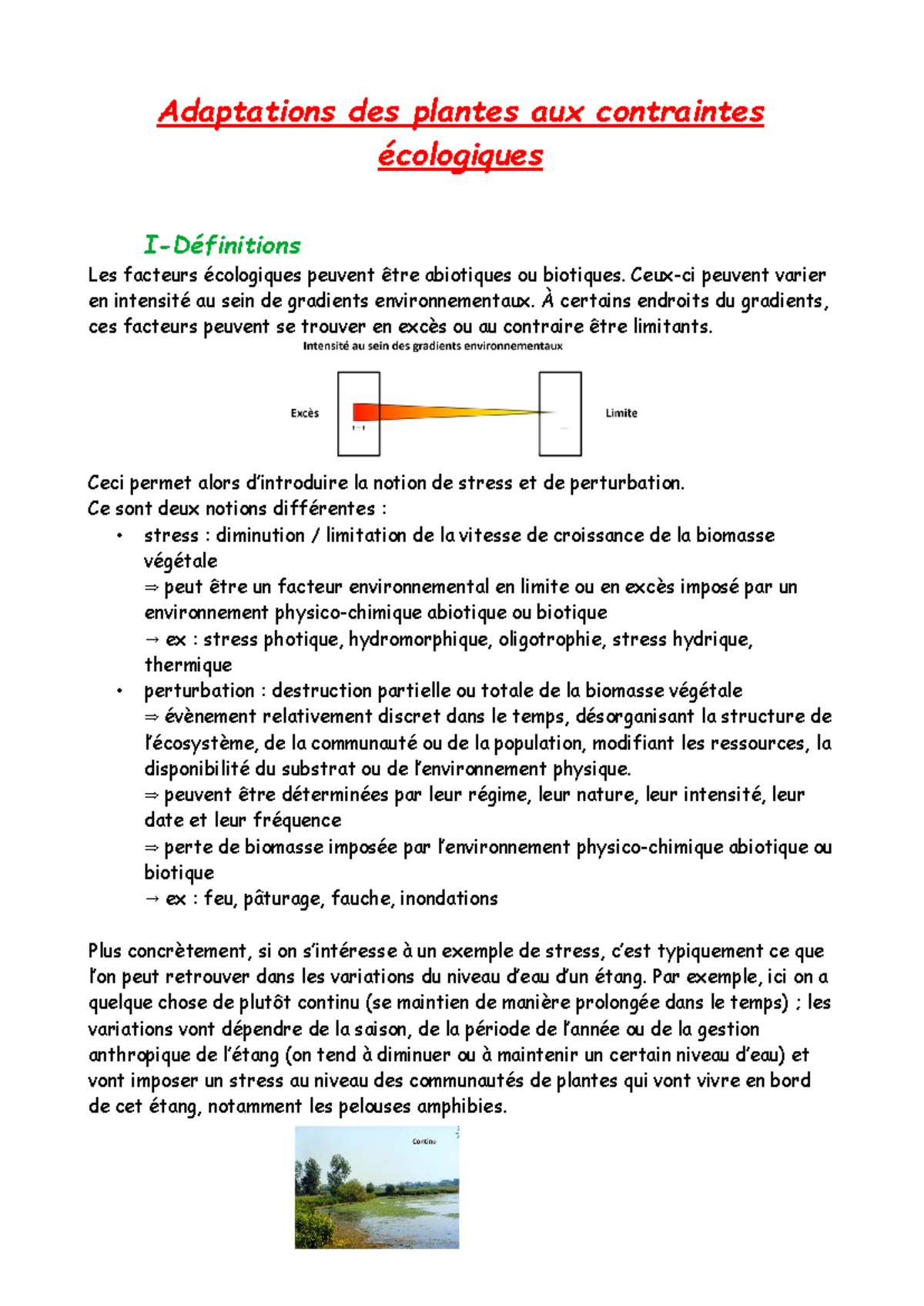 Adaptations des Plantes aux Contraintes Écologiques: Stress et ...