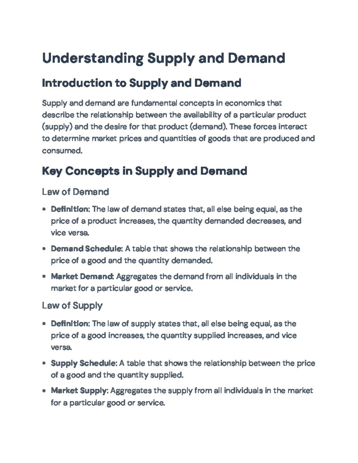 Understanding Supply and Demand: Key Concepts and Market Equilibrium ...
