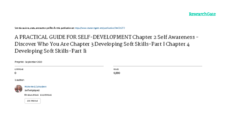 A Practical Guide for Self Development: Chapters on Human Behavior and Soft - Studocu