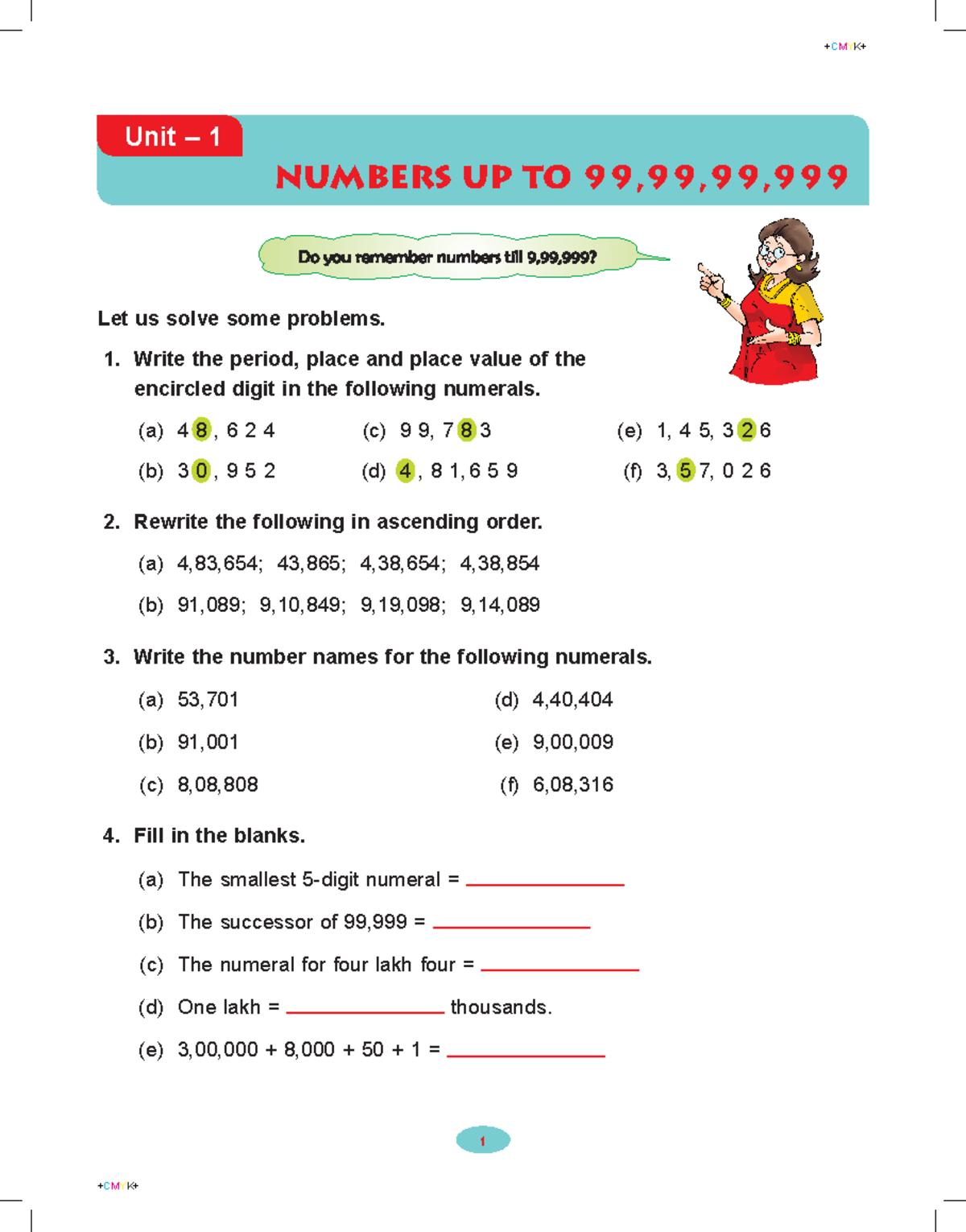 462115177 primary mathematics 5 pdf - 1 Unit – 1 NUMBERS UP TO 99,99,99 ...