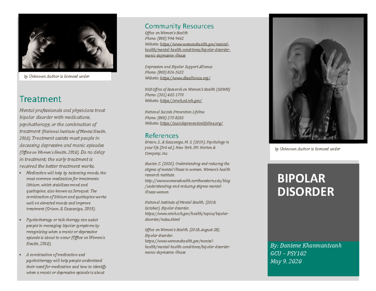 GCU PSY 102 Final Exam Study on Bipolar Disorder and Treatment - Studocu