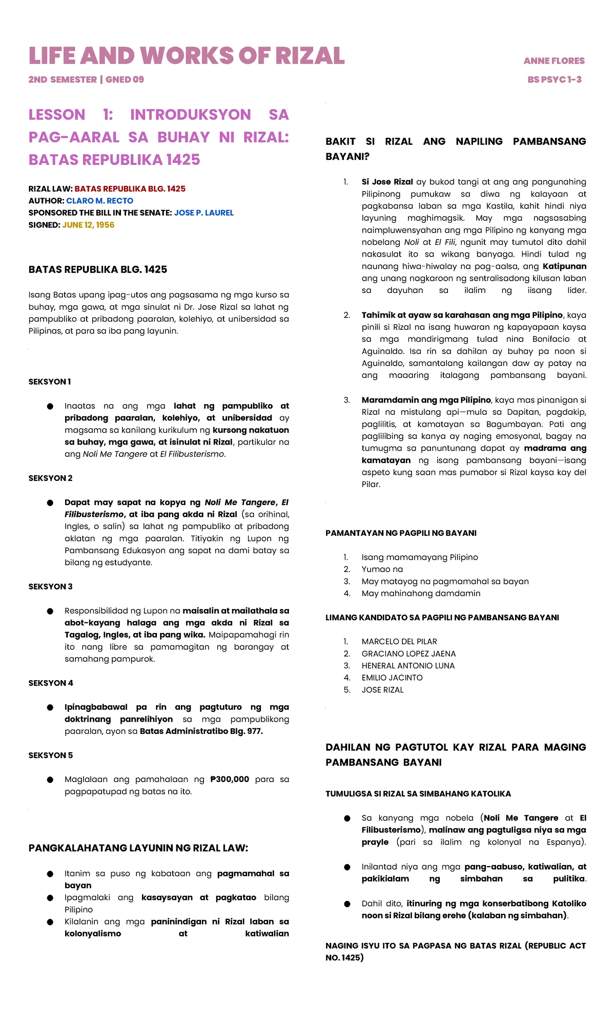 Rizal- Midterm- Reviewer - RIZAL – MIDTERM REVIEWER Lesson 7: Land ...