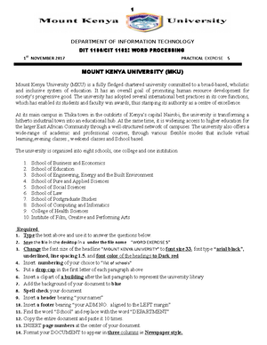 WORD Processing Exercise 1 practical exercises - DEPARTMENT OF ...