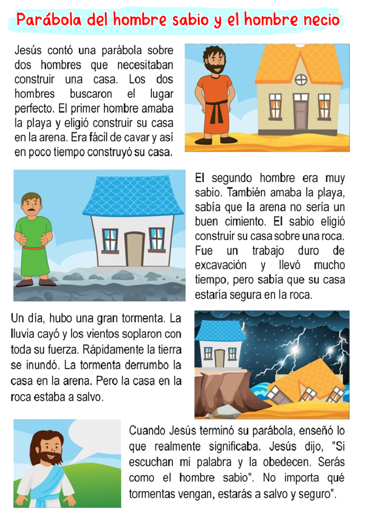 Ficha: Parábola del Hombre Sabio y el Hombre Necio - Maestra Violeta ...