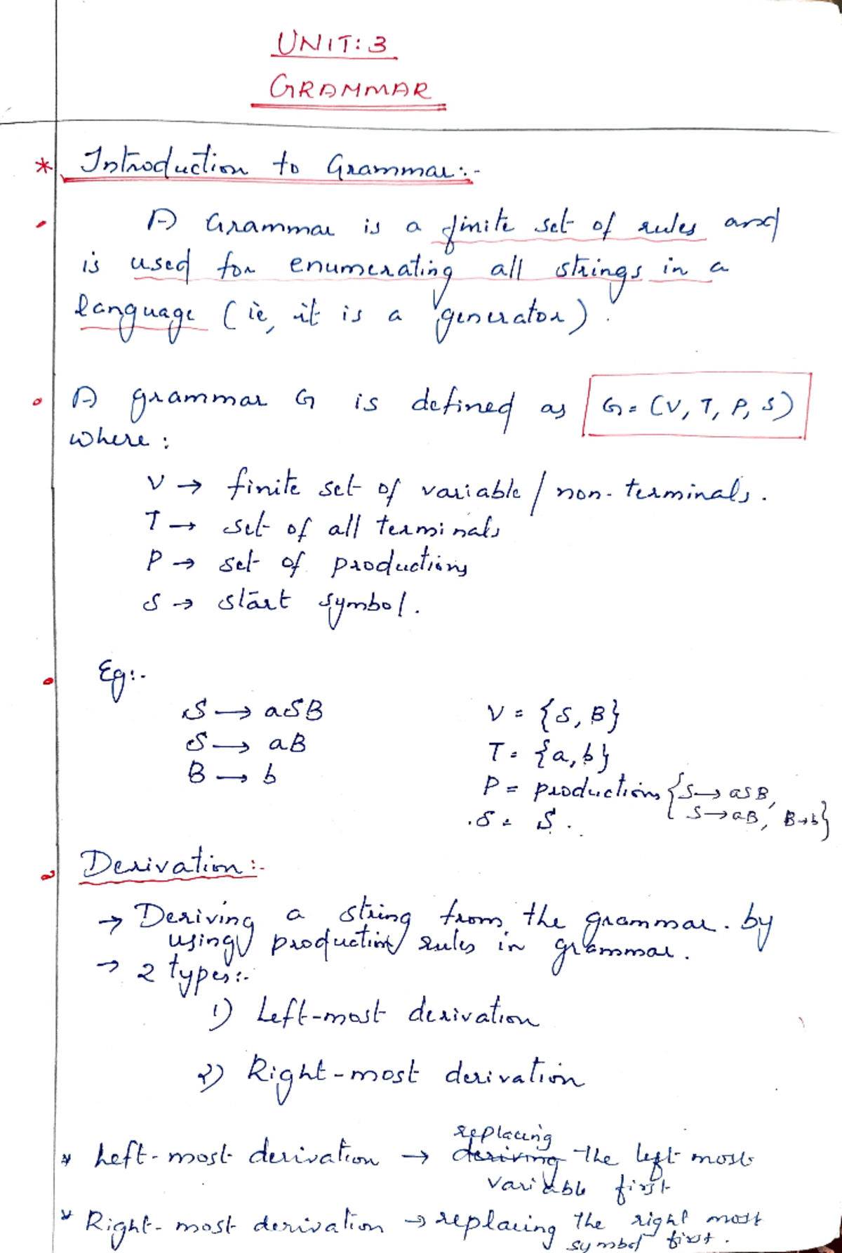 TOC Unit 3 - Comprehensive Grammar Concepts and Derivations - Studocu