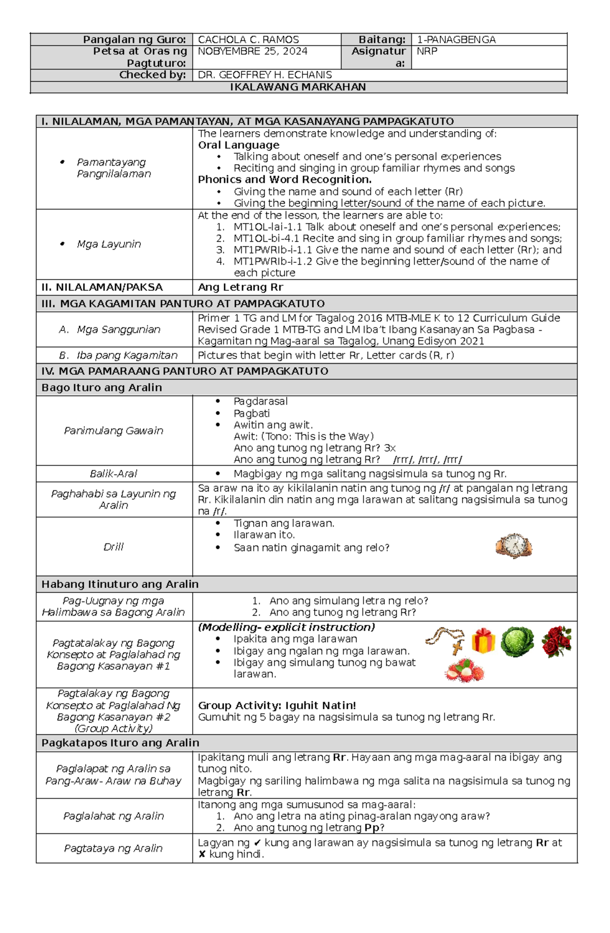 NRP Lessonplan WK10 Q2 - Daily Lesson Log - I. NILALAMAN, MGA ...